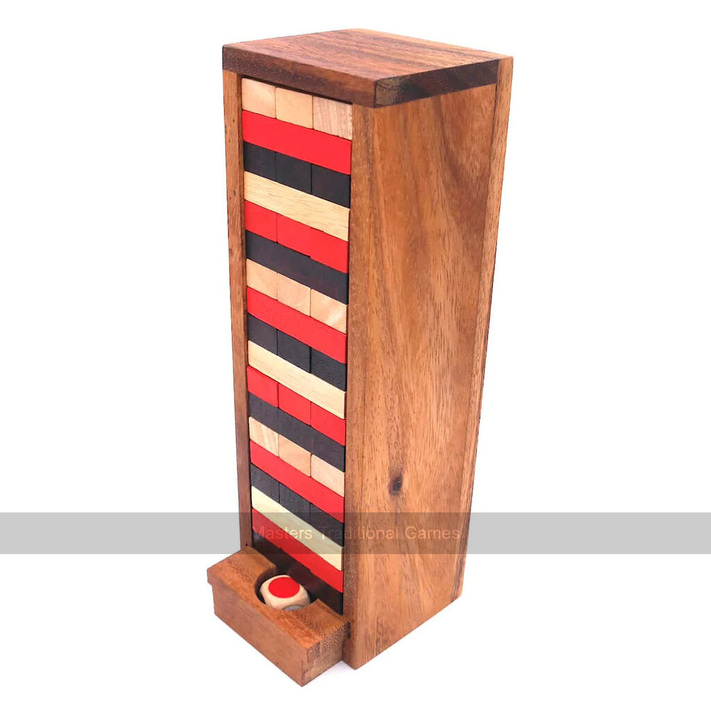Rombol Tri-Coloured Wobble Tower - Wood Storage Box with Die